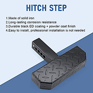 DICMIC Hitch Step Anti Slip and Rust Towing Bumper Guard for Most Car SUV Truck Pickup with Pin Fit 2” Receiver, 11.8” Length