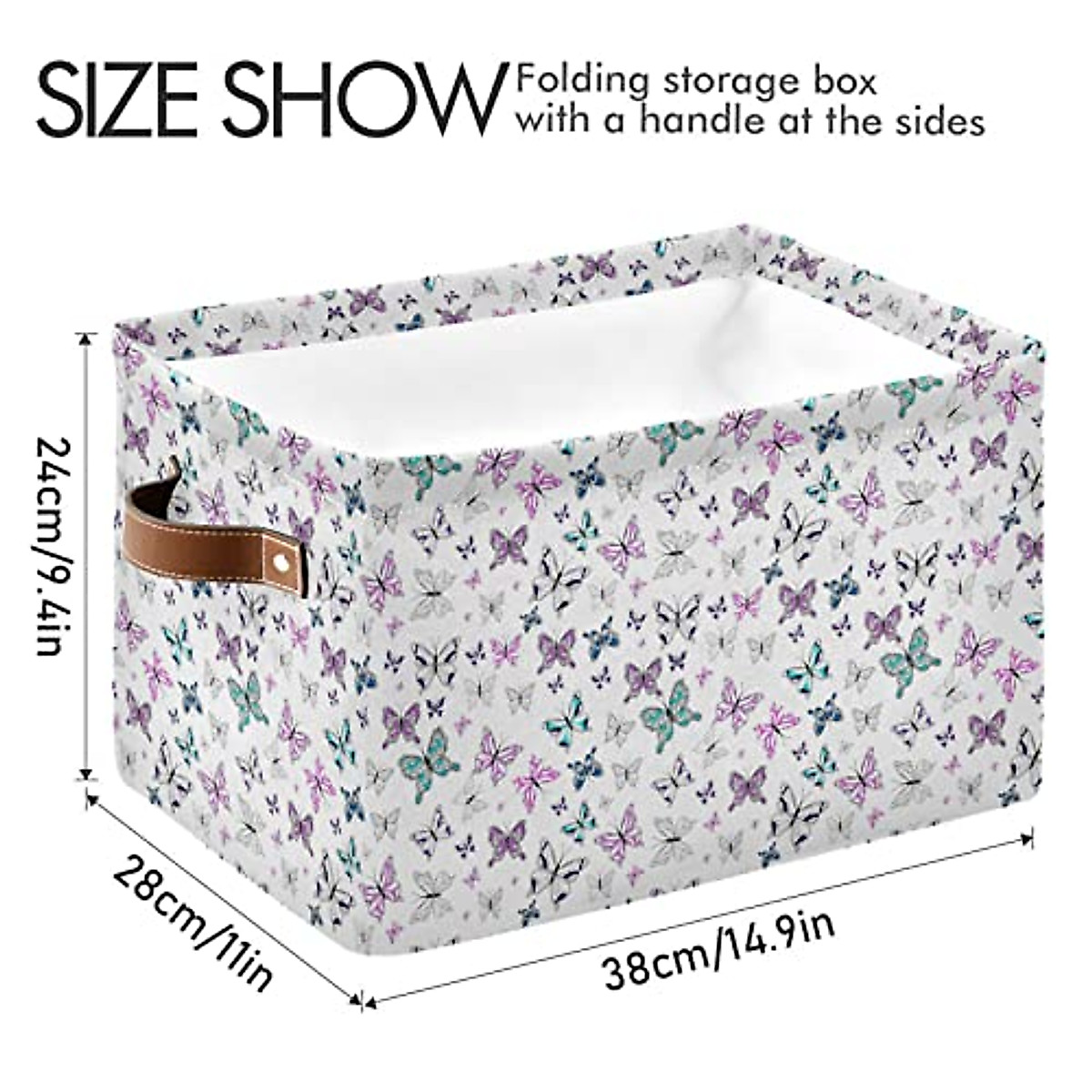 Kigai Storage Basket Butterfly Storage Bin with Handle, Large Storage Cube Collapsible for Shelves Closet Bedroom Living Room 1PC