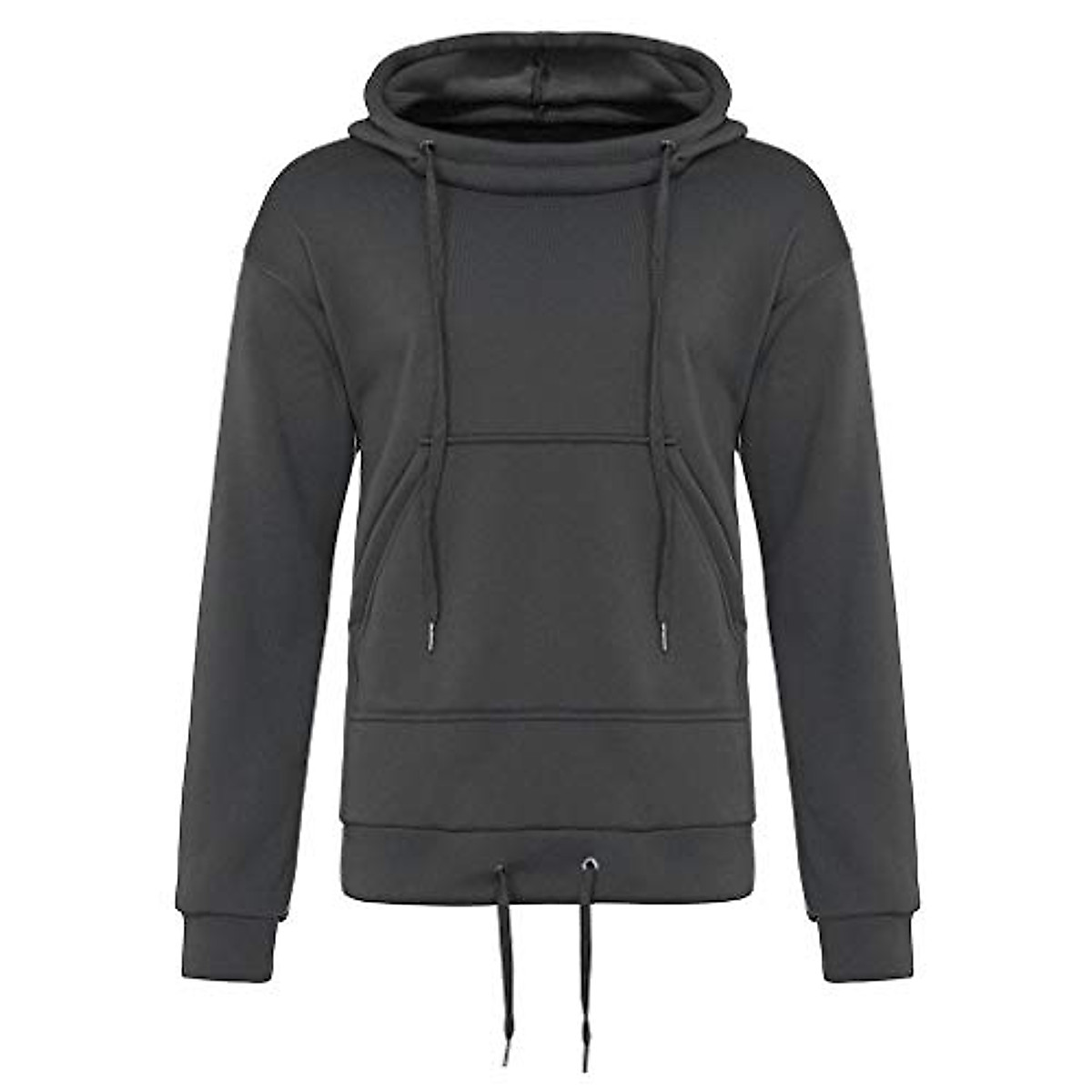 Thenlian Men's Casual Pure Color Turtleneck Pullover Hoodie Long Sleeve Sweatershirt Tops(M, Gray)