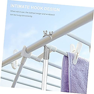 NOLITOY 4pcs Cloths Replacement Utility Accessories Fork Area Steel Clothes Display Stick Pole Rack Home Hangers Silver Reaching Support Clo Rail for Decor Hanging Rod Retail High