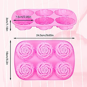 MOTZU 6 Cavity Rose Flower Silicone Ice Cube Candy Chocolate Cake Cookie Cupcake Baking Soap Mould