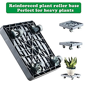 KvyusFlourish 3 Pack Plant Caddy with Wheels 12" Plant Stand Potted Plant Mover Heavy Duty Plant Dolly with Casters for Indoor and Outdoor Large Plant Roller Base Rolling Plant Dolly, Grey