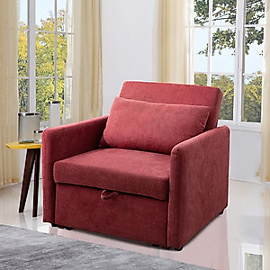 Sofa Bed, Convertible Futon Sleeper Cama Chair Couch Adjustable Small Recliner Armchair Lint Adults Pull Out Sofabed for Living Room