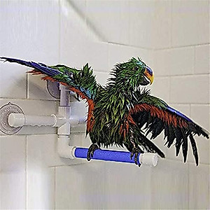 Litewoo Bird Shower Perch with Suction Cup Parrot Window Wall Stand Bath Toys (1 Sticks)