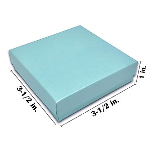 TheDisplayGuys - 100-Pack #33 Cotton Filled Cardboard Paper Jewelry Boxes Gift Case - Pearl Teal (3.5" x 3.5" x 1.0") - for Shipping or Storage