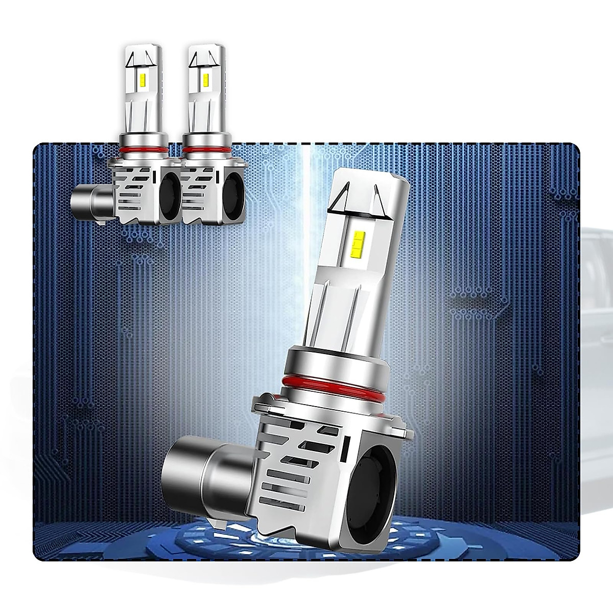 UGSHY 2 PCS 9005 HB3 Car LED Front Light, Super Bright Car LED Bulbs Kits, White Light Fog Light, Aluminum High Beam, Universal Automobile IP65 Waterproof Bulbs Replacement, UGDD1701WH-9005/HB3