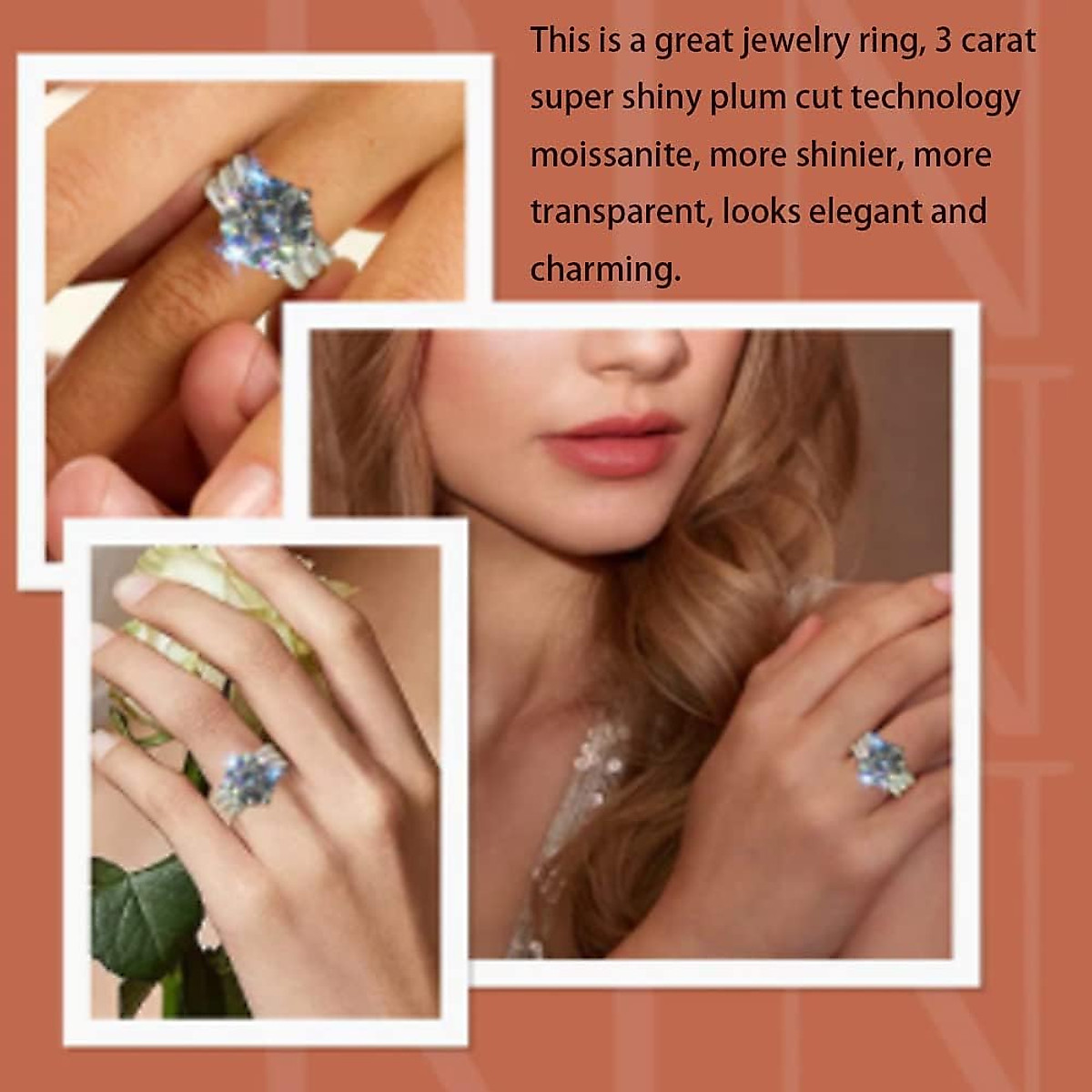 MJJLT Super Flash Diamond Ring， Bridal Set Elegant Rings Women Wedding Engagement Fashion Jewelry，Full Shiny Cubic Zircon Female Ring-No.8