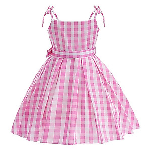 MSSmile-FANKID Girls Pink Costume Strap Dress Girls Pink Movie Cosplay Halloween Party Favors Outfit Clothes(4-5Year/110cm,Kid-2)