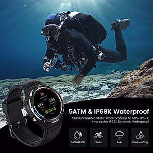 AMAZTIM Smart Watches for Women,Lightest Fitness Tracker with 5ATM Waterproof,Answer/Dial Calls,1.3'AMOLED Ultra HD Display,AI Voice Assistant 24H Sleep/Heart Rate (Black)