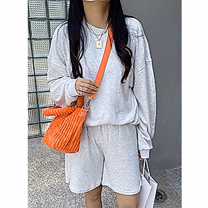 YIKOEE Mini Corduroy Tote Bag for Women Cute Small Tote Bags (Orange)