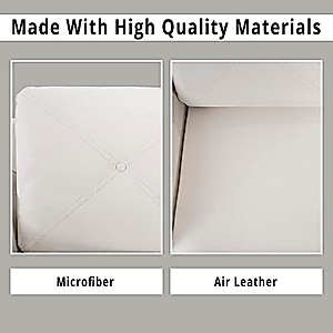 Raelynn Button Tufted Sofa Affordable Cream Modern Sofa for Budget-Conscious Buyers Microfiber Couch for Small Spaces Durable Sturdy Living Room Furniture Tool-Free Assembly and Easy Maintenance