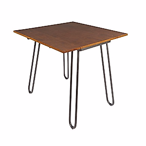 Silverwood Wood Metal Henry Drop Leaf Table with Hairpin Leg, 36" x 36" x 30.25", Brown