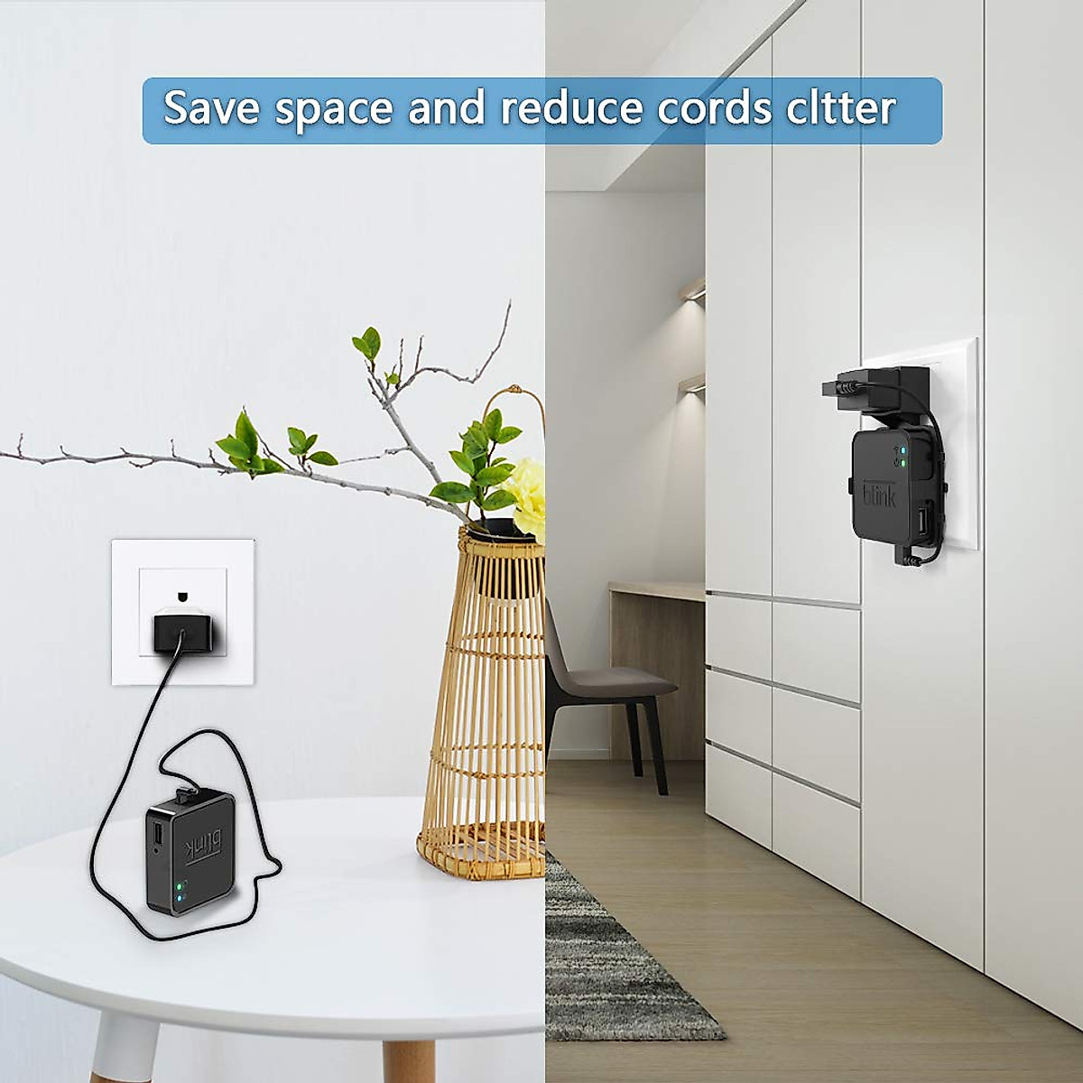 HOLACA Outlet Wall Mount Stand for Blink Sync Module 2,Sync Module,Bracket Holder for Blink Outdoor Blink Indoor Blink XT2 and Blink Mini Camera with Easy Mount and No Messy Wires or Screws (Black)