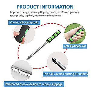 Whefory Retractable Cat Fishing Pole, Cat Toys Wand for Indoor Cats, Cat Fishing Rod for Kitten with 11 Pcs Refills(Feather&Mice)