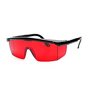 Huepar GL01R Red Laser Enhancement Glasses - Eye Protection Safety Glasses for Red Laser Level, Rotary and Multi-Line Laser Tools - Goggles with Adjustable Temple (Protective Box Included)