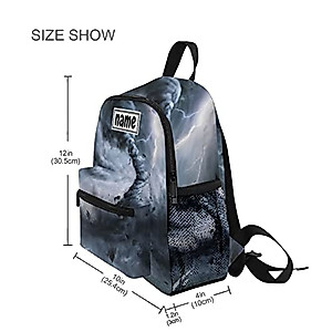 Glaphy Custom Kid's Name Backpack Tornado Pattern Toddler Backpack for Daycare Travel Personalized Name Preschool Bookbag for Boys Girls