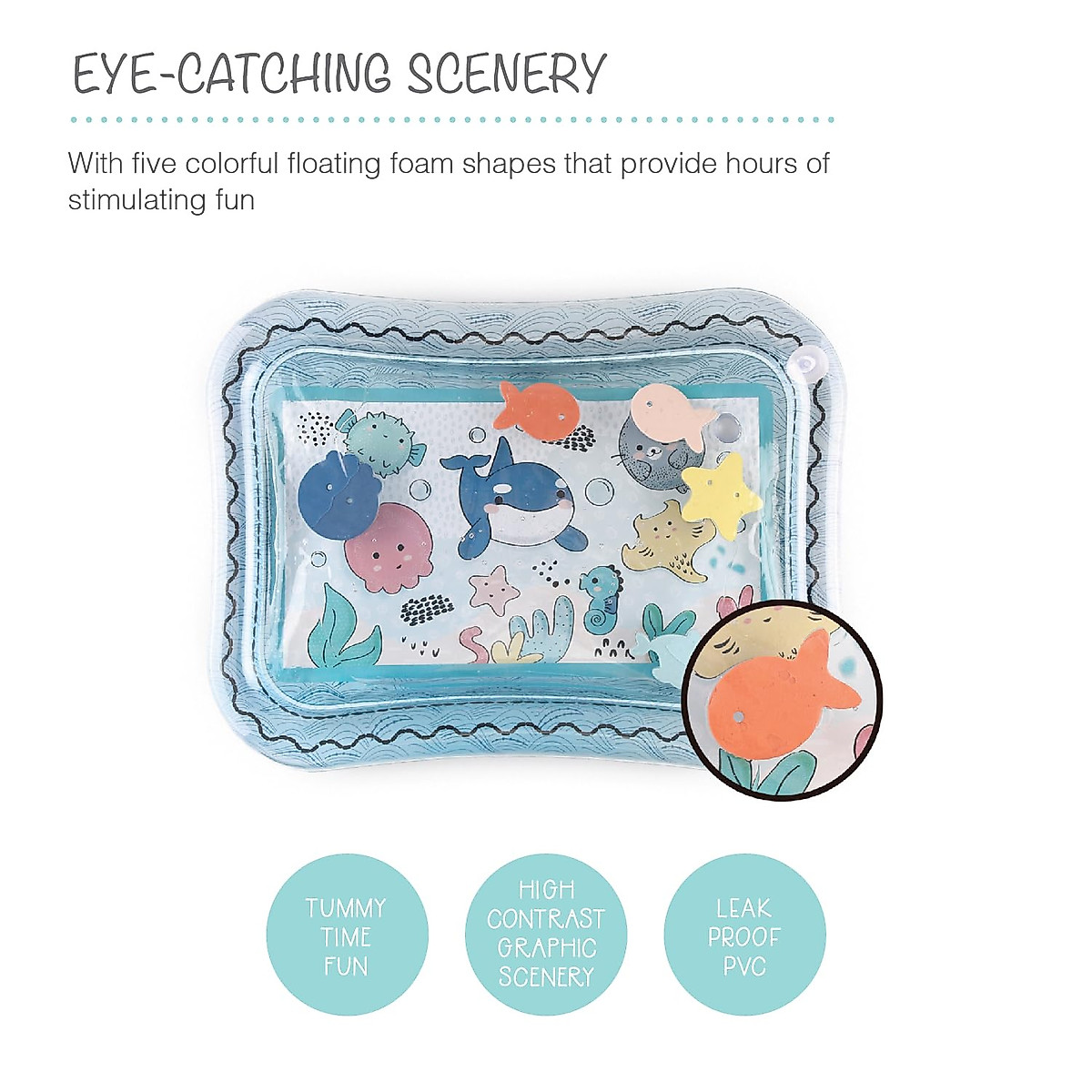 The Peanutshell Sealife Water Play Mat | Inflatable Sensory Development Toy & Tummy Time Mat