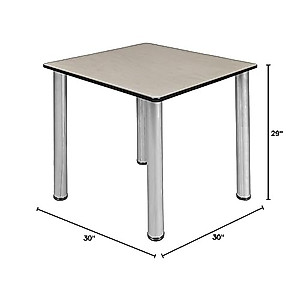 Regency Kee Square Dining & Activity Table with with Slim Lightweight Tabletop, 30", Maple/Chrome