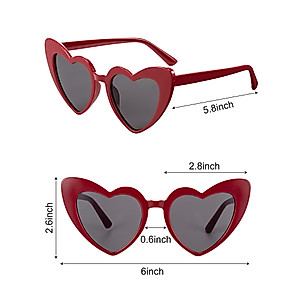 4 Pairs Heart Shaped Sunglasses Goggle Vintage Cat Eye Sunglasses Mod Style Retro Glasses with 4 Pieces Glasses Cloth 4 Pieces Flannel Bag for Party Supplies