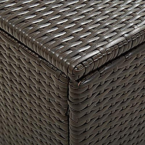 Festnight Garden Storage Deck Box Brown Poly Rattan Storage Cabinet with Water Resistant Lining Garden Organizer for Patio Lawn Backyard Outdoor Indoor Furniture 78.7 x 19.6 x 23.6 Inches (W x D x H)