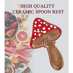 Spoon Rest Spoon Holder For Stove Top Cute Mushroom Spoon Rest For Kitchen Counter Ceramic Spatula Holder Utensil Rest