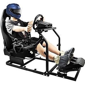 Anman G29 Universal Large Racing Simulator Cockpit with Black Seat Fit for Logitech G920 G923,Thrustmaster T80 T300RS TMX T150,Fanatec,Full Upgrade Steering Wheel Pedal Gear Shift Lever NO Steering wh