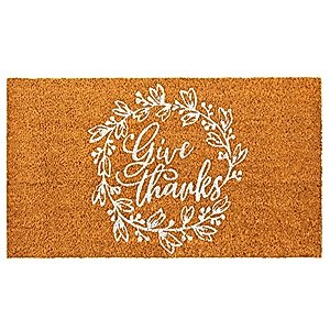 Juvale Thanksgiving Welcome Mat for Front Door,-Outdoor-Fall Rug for Porch, Give Thanks (30 x 17 in)