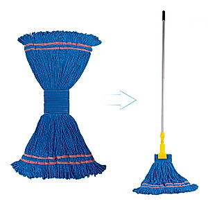 Matthew Cleaning Microfiber String Mop Heavy Duty Commercial Wet Mop Head Replacement,Excellent Absorbency,Premium Launderability,Reusable for Home,Commercial and Industrial Use(Blue,3Pack)