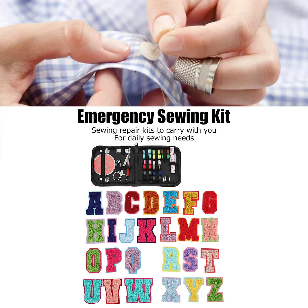 Sewing Kit Handbag Packaging - Portable 14pcs Spools, 26pcs Cloth Sticker - DIY Emergency Needle Thread Set for Dress Making - Sewing Kit Travel Sewing Kit - Sewing Supplies