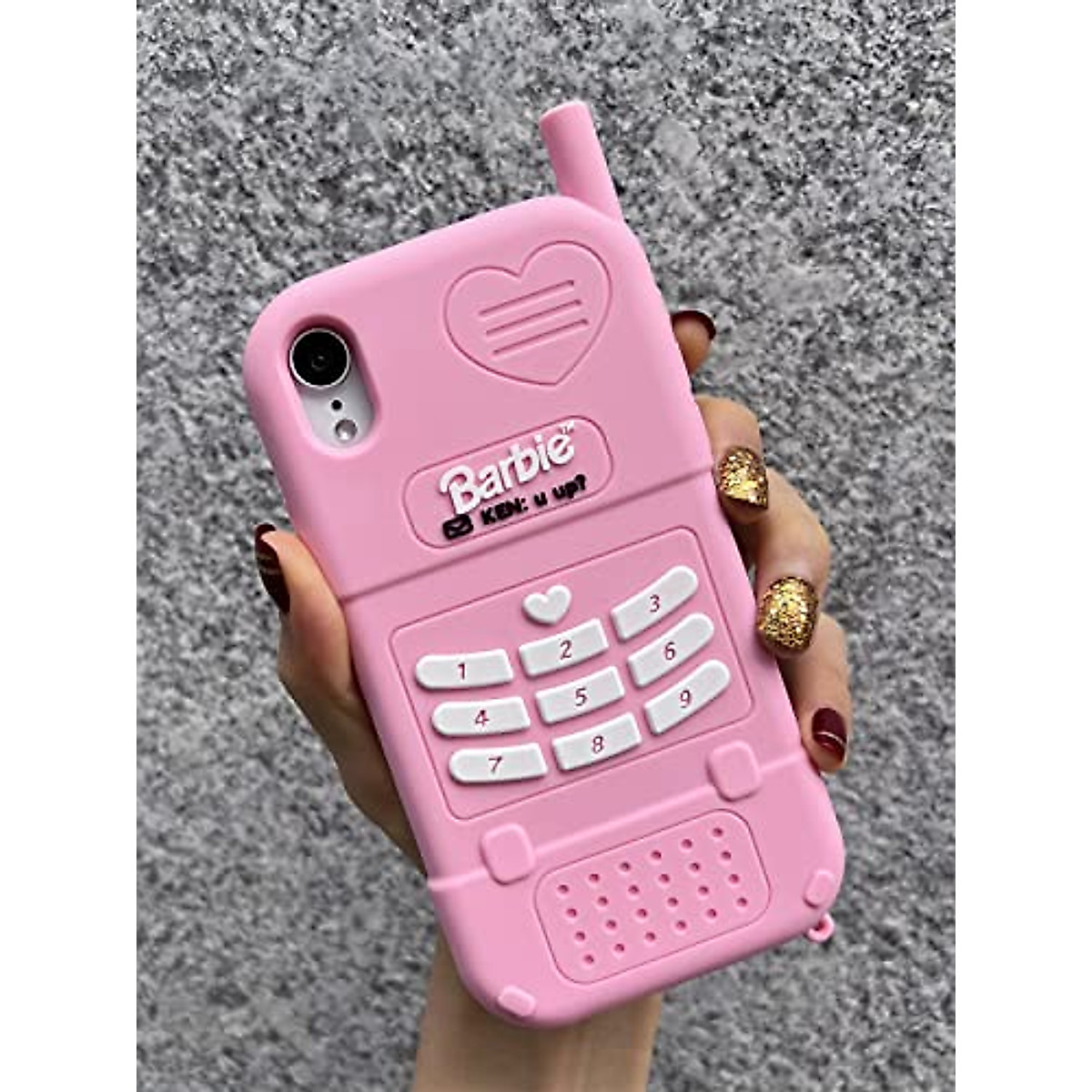 Filaco Pink Silicon Case Compatible with iPhone XR 6.1inch, 3D Cute Pink Retro Phone Case, Soft Protective Cover for Women Girls