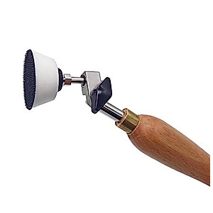 Bowl Sander, Sanding Tool for Woodworking, With 2 Inch Hook and Loop Sanding PU Pad and 11.8 Inch Long Hardwood Handle, Total 50 Pcs Sandpaper Discs in Grits 80/120/150/180/240