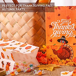 VGOODALL 36PCS Thanksgiving Treat Bags, Fall Leaves Gift Bag with Stickers Thanksgiving Gift Bags for Thanksgiving Fall Autumn Party Supplies