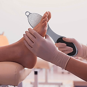 2 Pieces 4 in 1 Pedicure Tool Foot Scrubber Brush Foot File Callus Remover with Foot Rasp, Pumice Stone, Nail Cleaning Brush and Sand Paper for Dry and Wet Foot Care Dead Skin Remover (Gray)