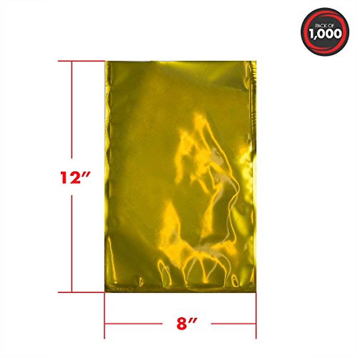UltraSource Vacuum Chamber Pouches, Gold Foil, 8" x 12" (Pack of 1000)