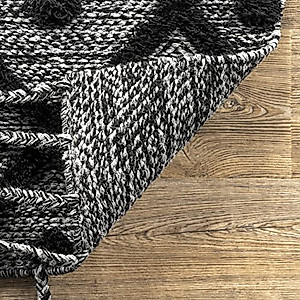 nuLOOM Jinny Moroccan Wool Tasseled Area Rug, 4x6, Dark Grey