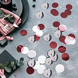 Maroon Confetti/Maroon Graduation Decorations/Burgundy Silver Table Decorations/Burgundy Silver Confetti/Maroon Engagement/Burgundy Silver Birthday Decorations Weddings
