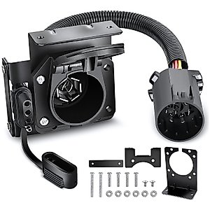 Nilight Dual Output Vehicle Side 7 Way RV Blade and 4Way Flat Wiring Harness Multi Tow 4Pin to 7Pin Electric Adapter for RVs Trucks Factory Tows Package USCAR 7Way Sockets Required