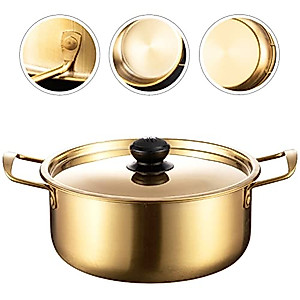 Sauce Pan Ramen Pot Korean Noodle Pot Stainless Steel Saucepans Fast Noodles Cooking Pots Soup Pot Noodle Cooker Boiler with Handle Lid for Soup Pasta Egg 18cm Stainless Steel Pan