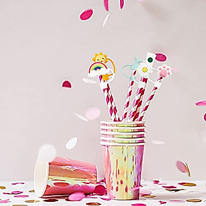 6 Pieces Silicone Straw Cover Cute Straw Tips Cover Reusable Silicone Straw Toppers for 6-8 mm Straw Protector, Anti-dust Airtight Seal Splash Proof (Not include Straw)