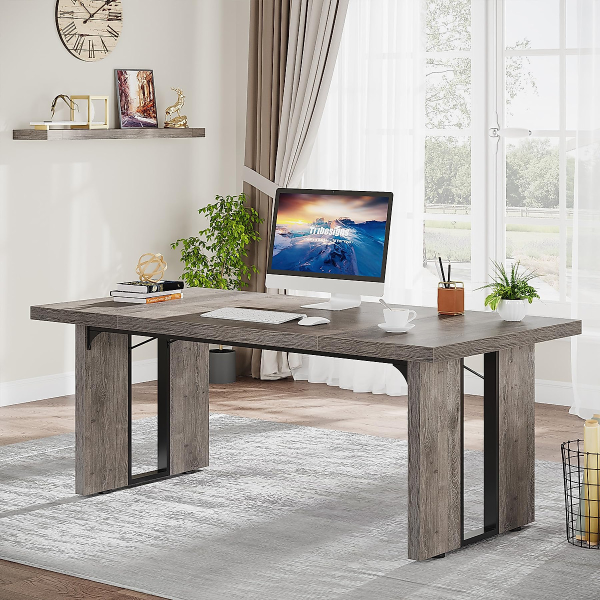 Tribesigns 70.9" Executive Desk, Large Office Computer Desk, Simple Laptop Desk Study Writing Table Workstation for Home Office