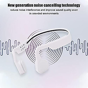 ASHATA Bone Conduction Headphones, Bluetooth 4.2 CVC Noise Cancelling Bone Conduction Outdoor Sports Stereo Earphone Headset for Walking, Hiking, Running(White)