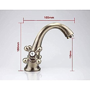 MFQJJRRMI Kitchen Taps Retro Style Antique Bathroom Faucet Brushed Bronze Sink Hot and Cold Water Faucet Bathtub Sink Mixer Tap Double Handle