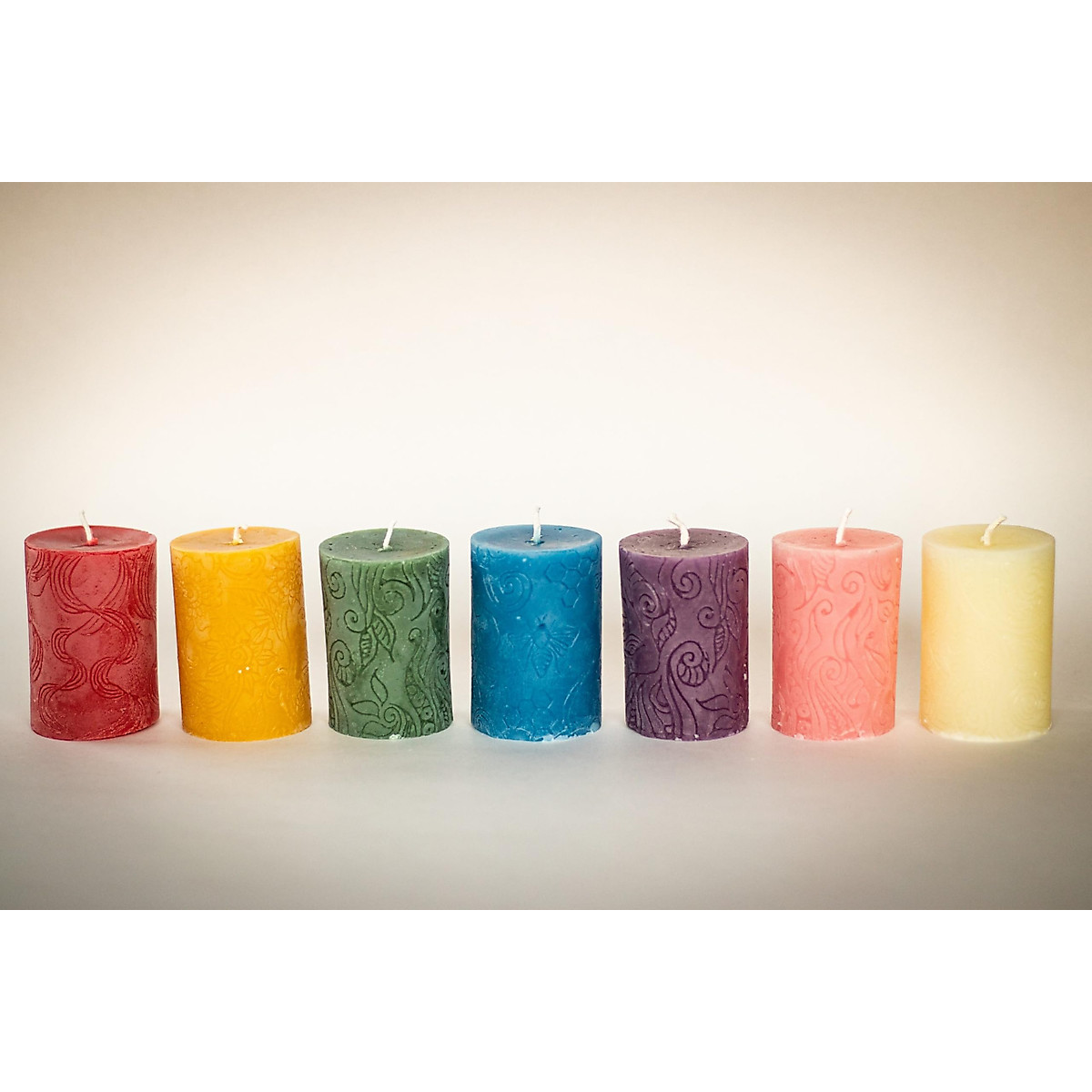 BeeTheLight Beeswax Pillar Candle - 100% Pure Bees Wax - Choose Your Size and Color - 24 Hour Burn Time - 2x3 - Unscented - Natural Light Honey Scent (Rustic Blue, Small)