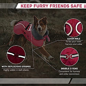 IECOii Dog Winter Clothes, Warm Dog Winter Sweater, Dog Fleece Jacket with Turtle Neck, Dog Waistcoat for Large Dogs Winter Fits for Pitbull, Border Collie, Samoyed, English Bulldogs, XL