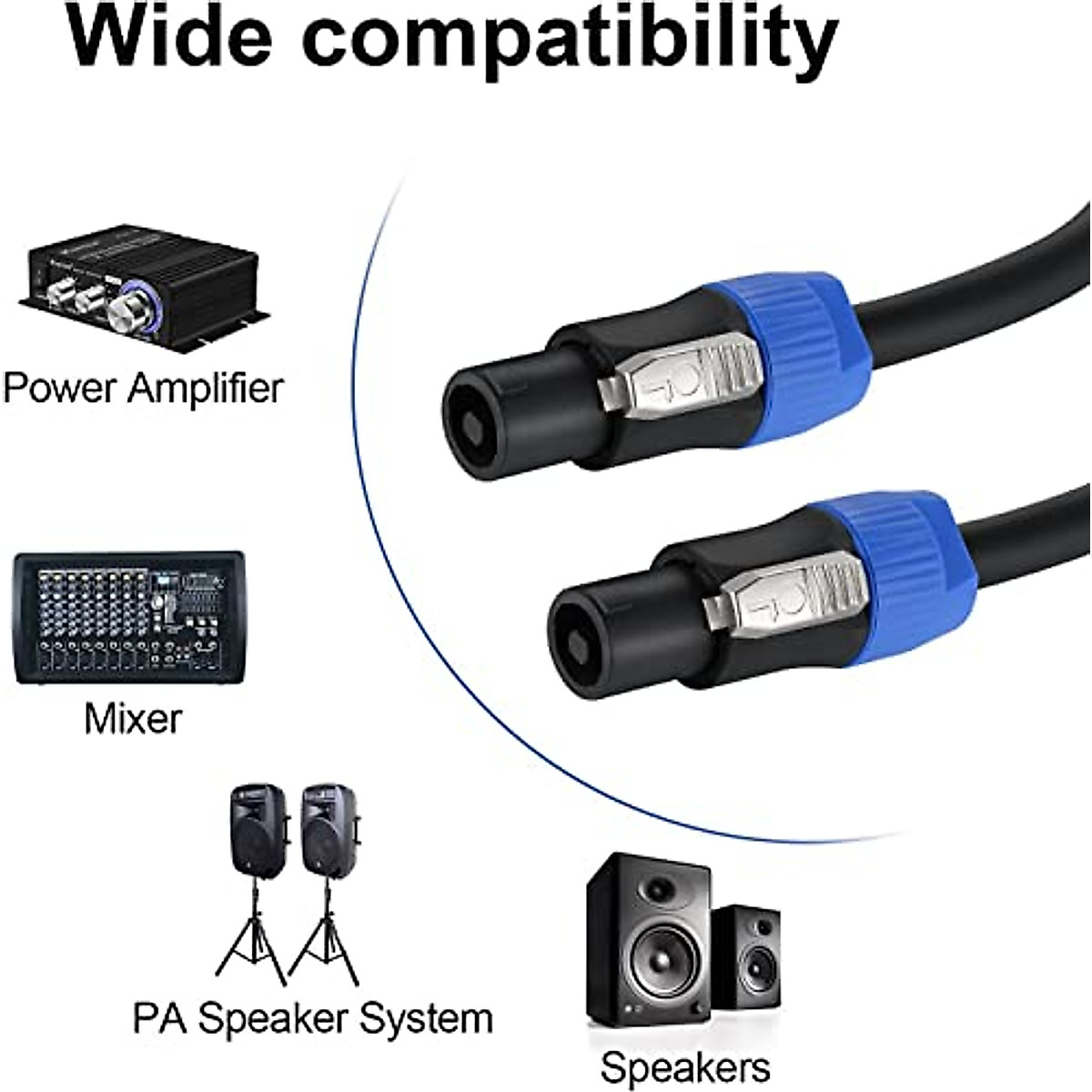 EBXYA 3 Feet Speakon Speaker Cable 12 Gauge(AWG) - Premium Speakon to Speakon Audio Cable Cord with NL4FX (NL4FC) Connector - 4 Conductor