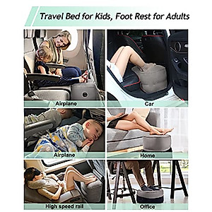 JefDiee Inflatable Travel Foot Rest Pillow, Kids Airplane Bed, Adjustable 3 Layers Height Leg Rest Pillow, Adults Travel Essentials Great for Airplane, Office, Home, Trains, Cars