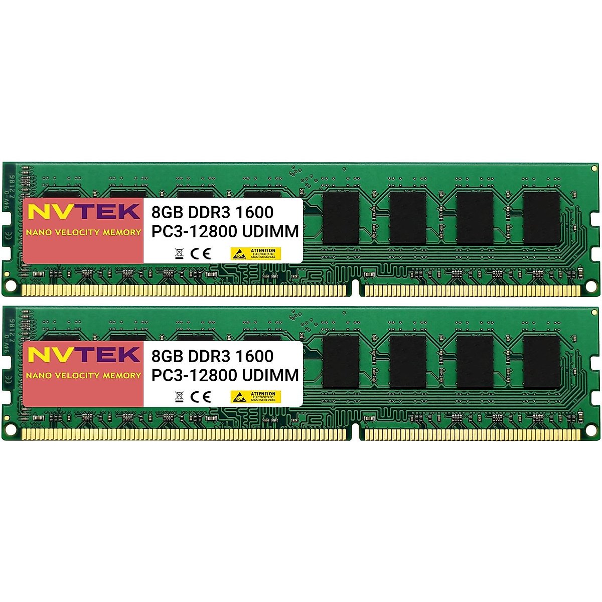 NVTEK 16GB (2X8GB) DDR3 1600MHZ PC3-12800 UDIMM 2Rx8 1.35V 240-PIN Non-ECC Unbuffered Desktop PC Computer Memory KIT