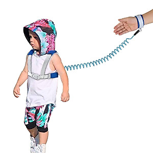 Yuehuam 2 in 1 Toddler Leash, Toddler Harness with Leash Boy Children Safety Anti Lost Wrist Link with Lock for Reflective Child Harness for Girls/Boys Travel