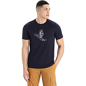 Icebreaker Merino Men's Standard Tech Lite II SS Tee Skiing Yeti, Midnight Navy