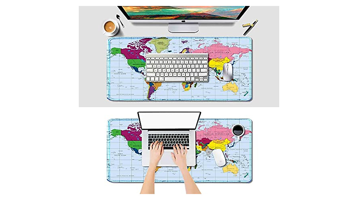 Large World Map Mouse Pad for Gaming & Office Use